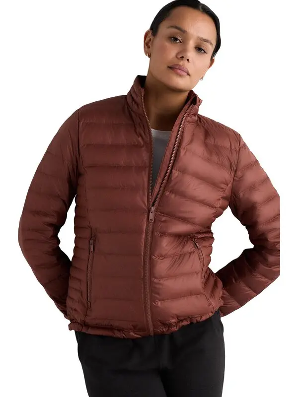 Quince Lightweight Down Packable Puffer Jacket - Redwood Brown