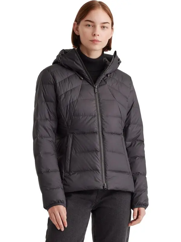 Quince Lightweight Down Packable Puffer Hooded Jacket - Black