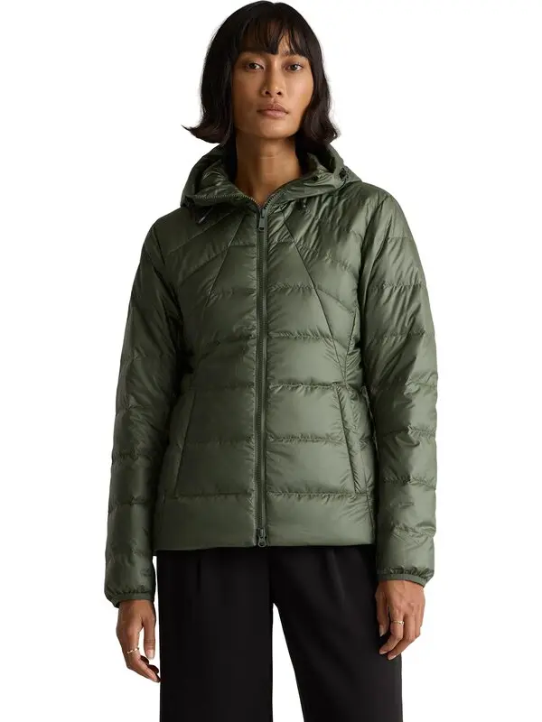 Quince Lightweight Down Packable Puffer Hooded Jacket - Loden