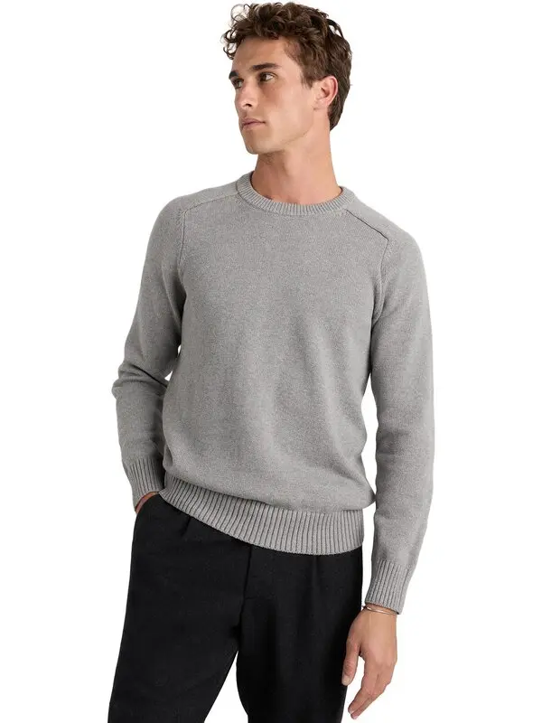 Quince Organic Cotton Crewneck Sweater - Mid Heather Grey
