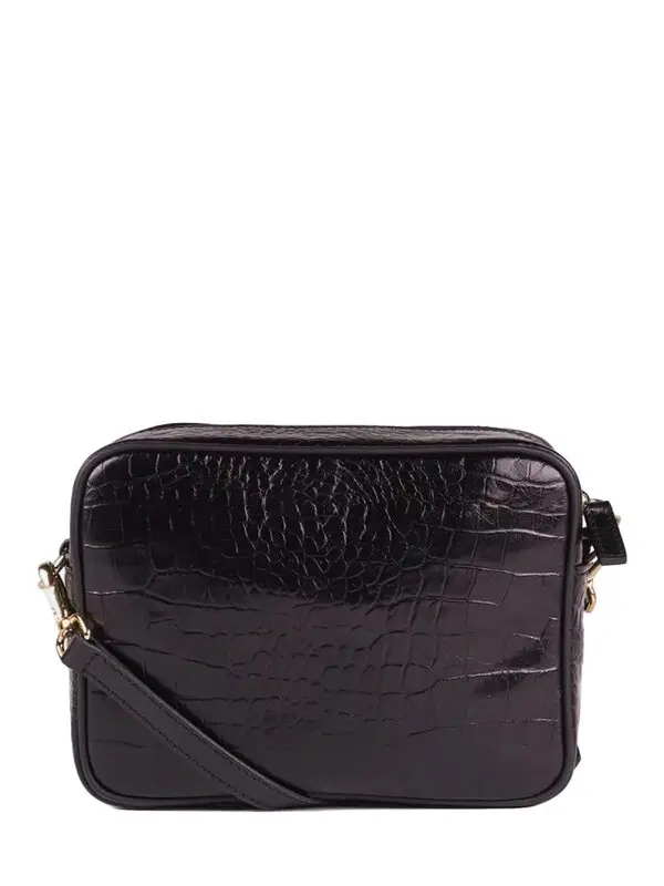 Quince Italian Leather Crossbody Bag - Black Croco