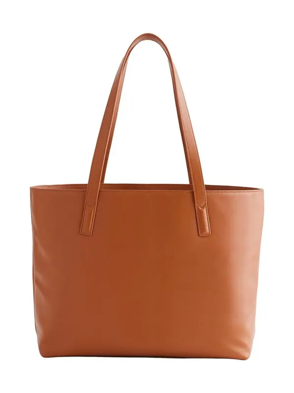 Quince Italian Leather Tote Bag - Cognac