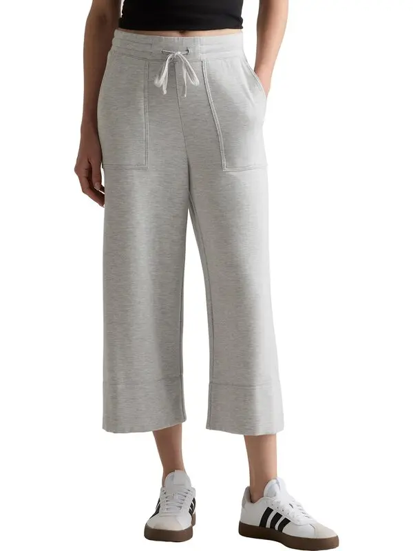 Quince Wide Leg Fleece Capri Sweatpants - Heather Grey