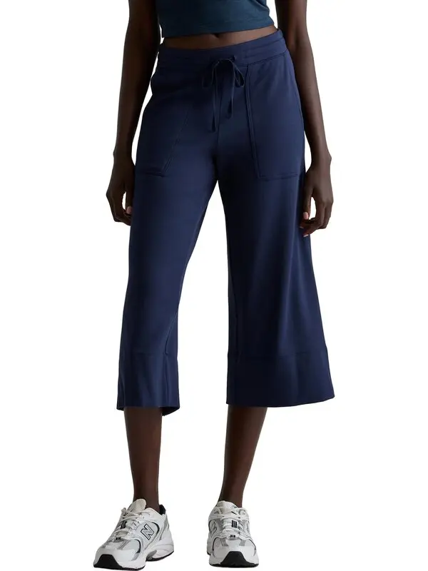 Quince Wide Leg Fleece Capri Sweatpants - Navy