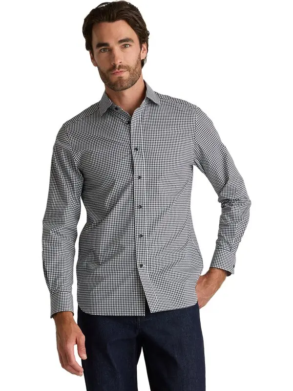 Quince Stretch Poplin Dress Shirt - Navy Gingham
