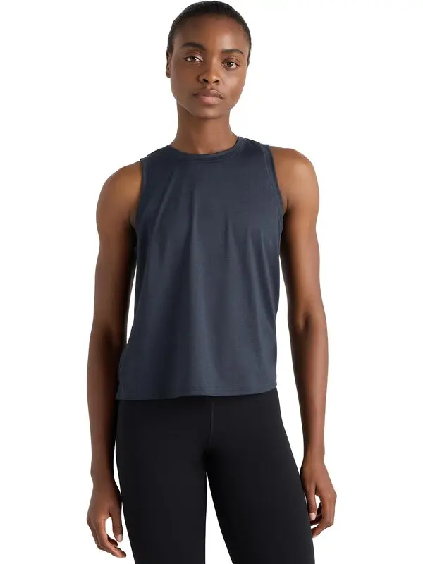 Quince Flowknit Breeze High-neck Tank Top - Heather Deep Navy