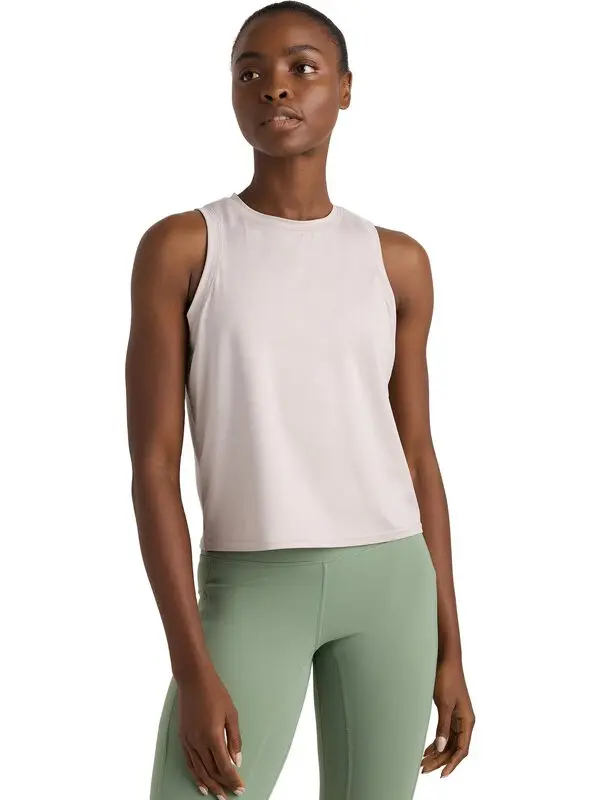 Quince Flowknit Breeze High-neck Tank Top - Heather Granite Grey