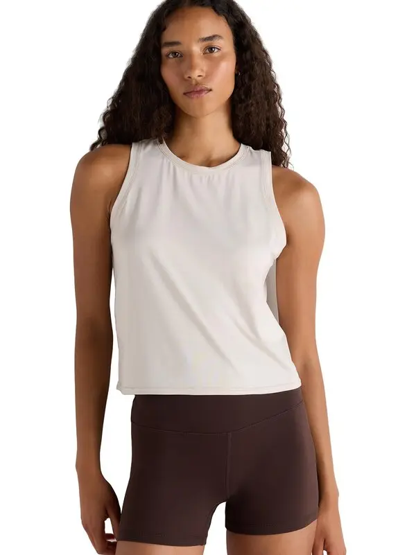 Quince Flowknit Breeze High-neck Tank Top - Solid Chalk