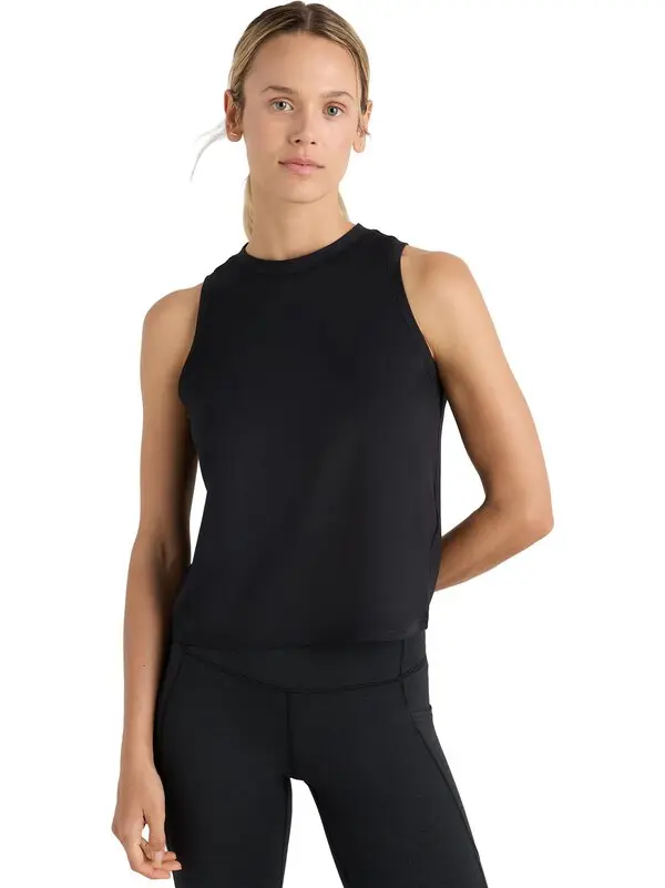 Quince Flowknit Breeze High-neck Tank Top - True Black