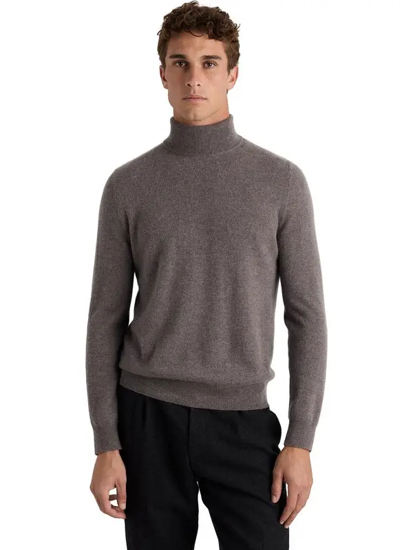 Quince Mongolian Cashmere Turtleneck Sweater - Elk Brown