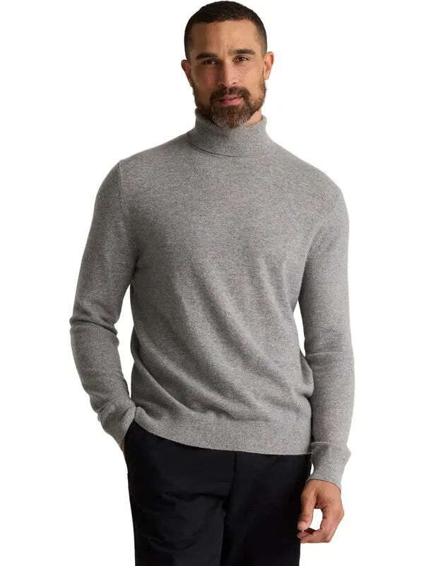 Quince Mongolian Cashmere Turtleneck Sweater - Heather Grey