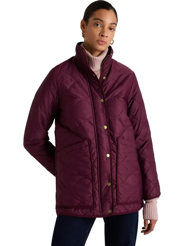 Quince Featherless Quilted Long Puffer Jacket - Barolo Burgundy