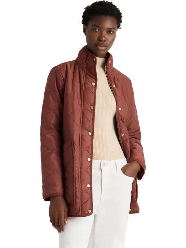 Quince Featherless Quilted Long Puffer Jacket - Redwood Brown