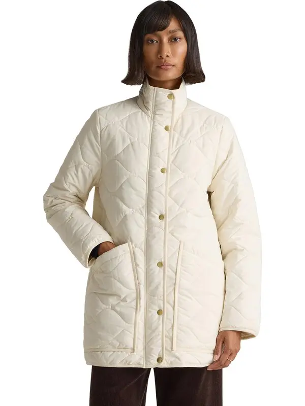 Quince Featherless Quilted Long Puffer Jacket - Silken White
