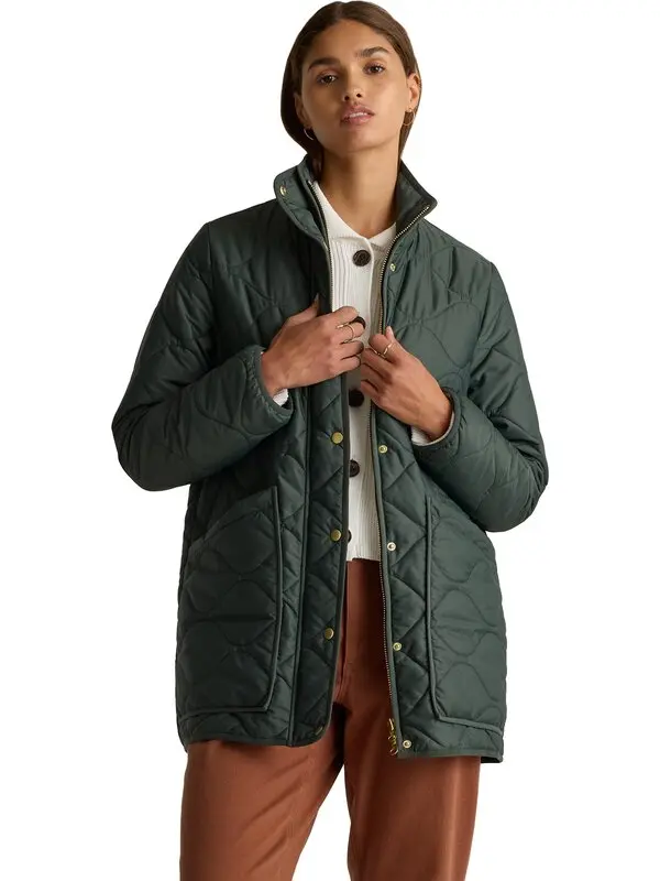 Quince Featherless Quilted Long Puffer Jacket - Verdant Pine