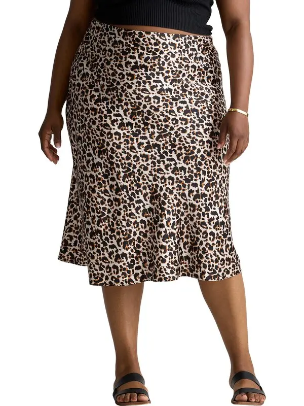 Quince Silk Midi Skirt - Leopard