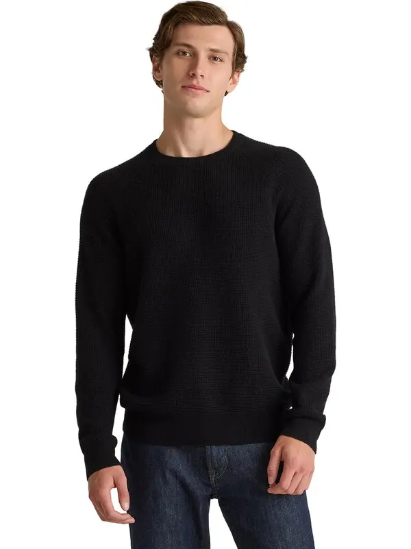 Quince Mongolian Cashmere Waffle Knit Sweatshirt - Black
