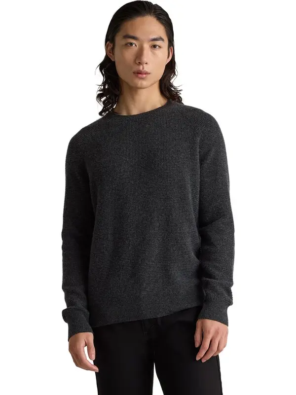 Quince Mongolian Cashmere Waffle Knit Sweatshirt - Heather Charcoal