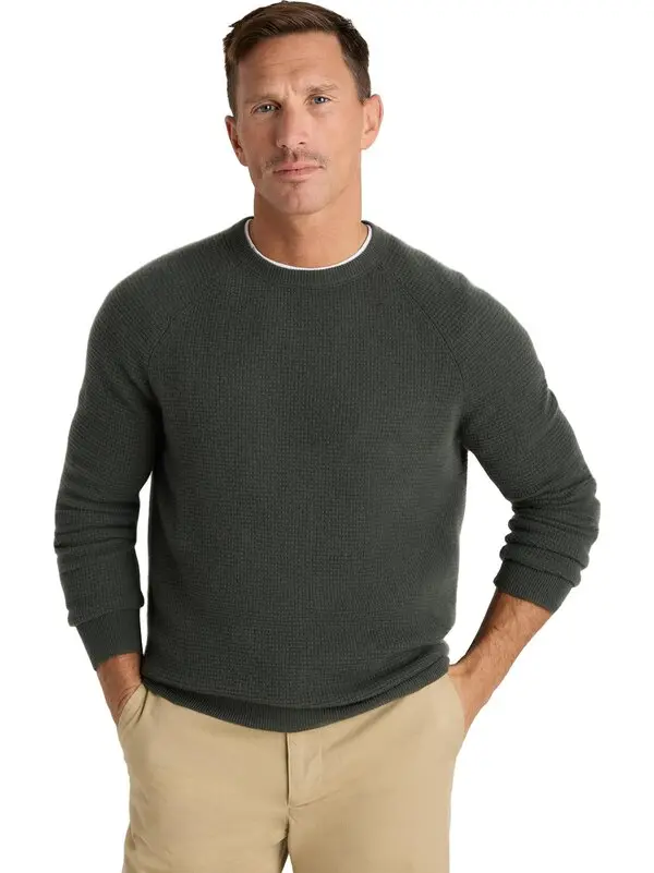 Quince Mongolian Cashmere Waffle Knit Sweatshirt - Moss