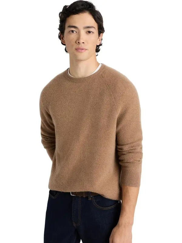 Quince Mongolian Cashmere Waffle Knit Sweatshirt - Teak