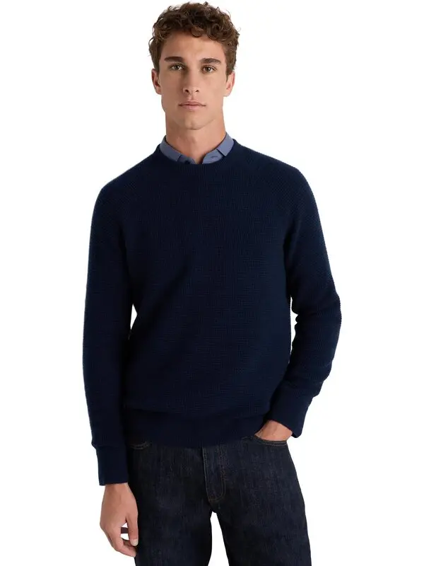 Quince Mongolian Cashmere Waffle Knit Sweatshirt - True Navy