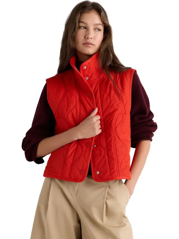 Quince Cotton Cashmere Ribbed Cardigan - Spritz Red