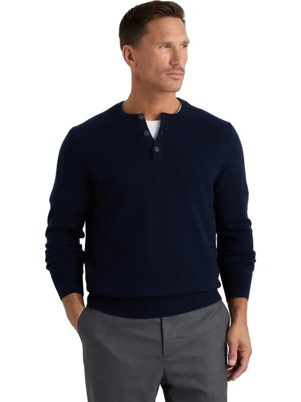 Quince Mongolian Cashmere Henley Sweater - True Navy