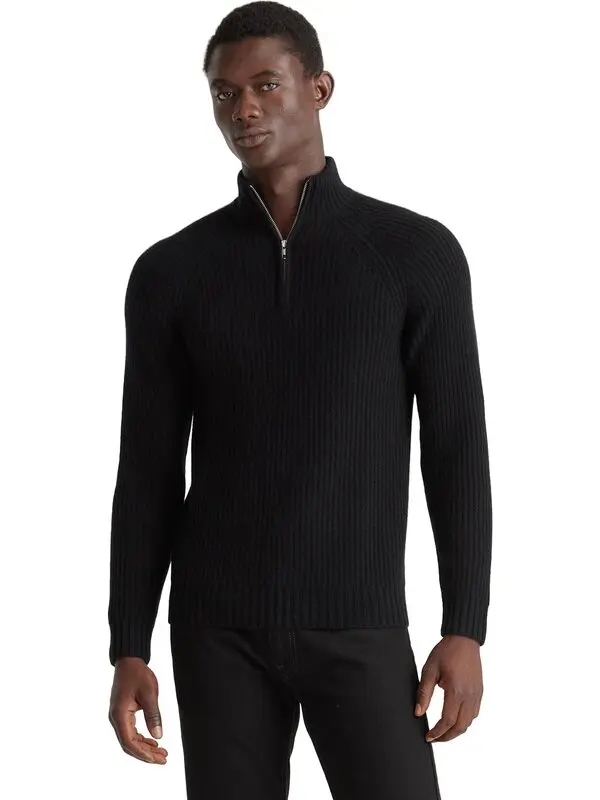 Quince Fisherman Quarter Zip Sweater - Black
