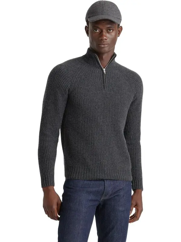 Quince Fisherman Quarter Zip Sweater - Charcoal