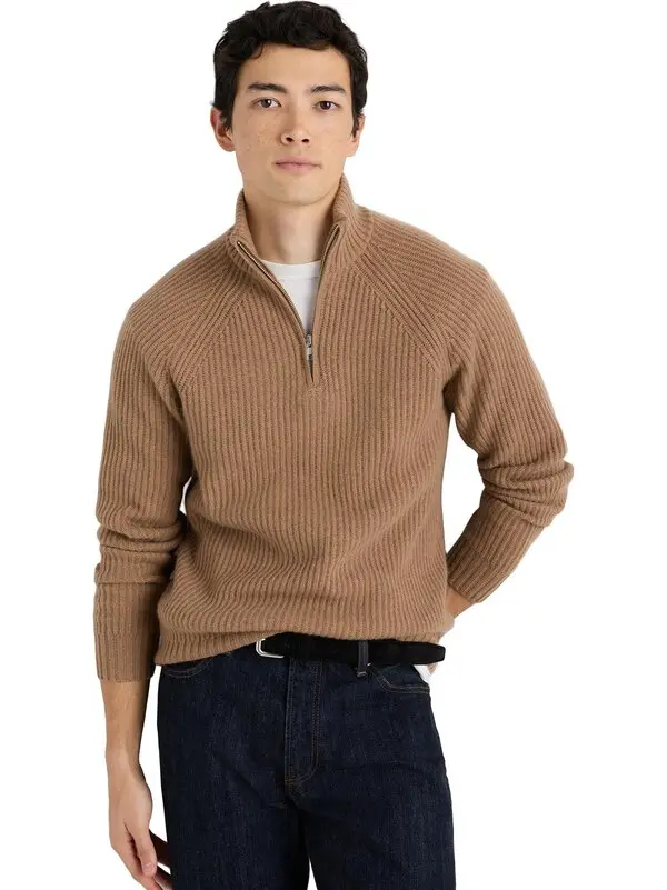 Quince Fisherman Quarter Zip Sweater - Teak