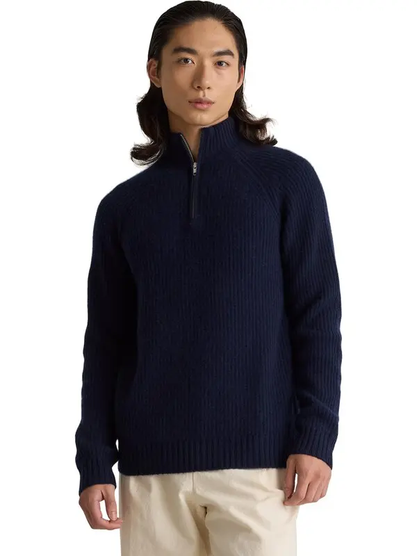 Quince Fisherman Quarter Zip Sweater - True Navy