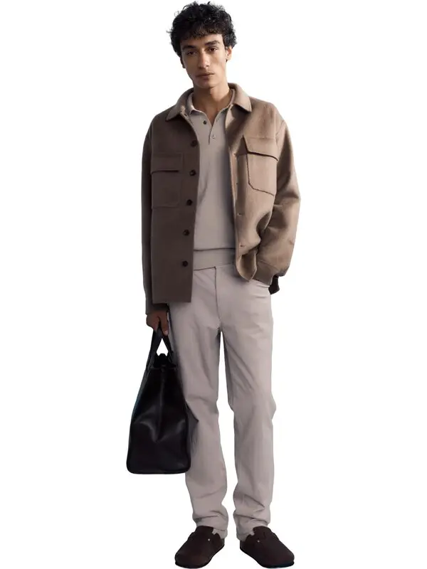 Quince Mongolian Cashmere Polo Sweater - Heather Cloud Beige