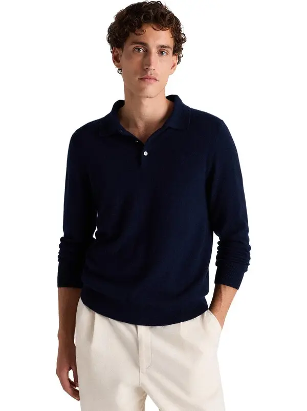 Quince Mongolian Cashmere Polo Sweater - True Navy