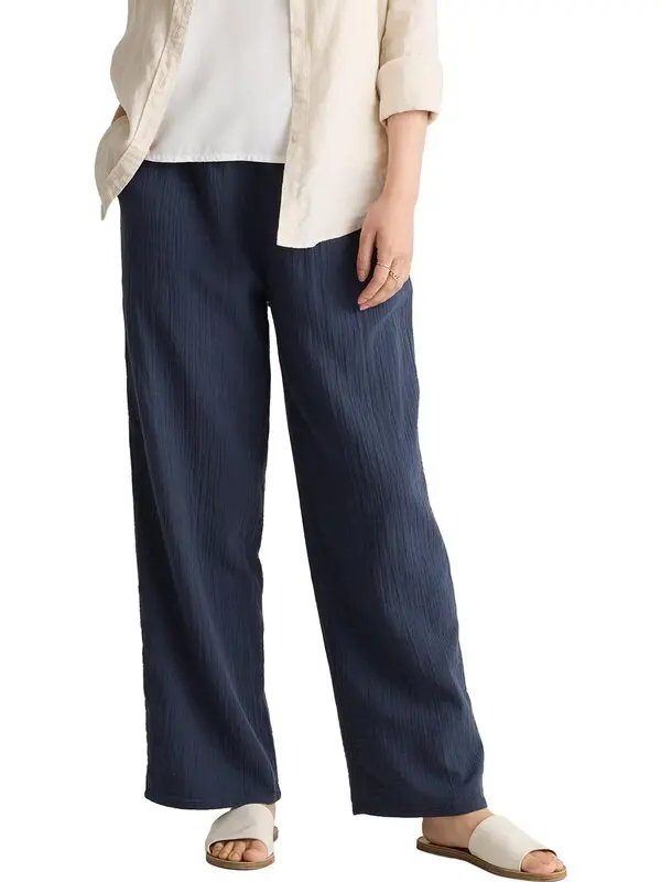 Quince Gauze Straight Leg Pants - Indigo Blue