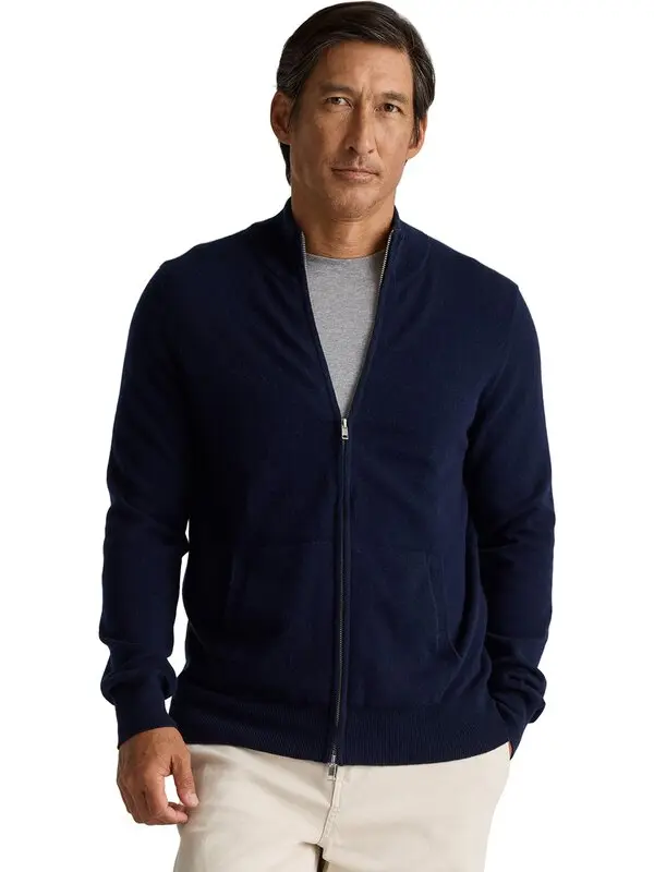 Quince Mongolian Cashmere Full Zip Sweater - True Navy