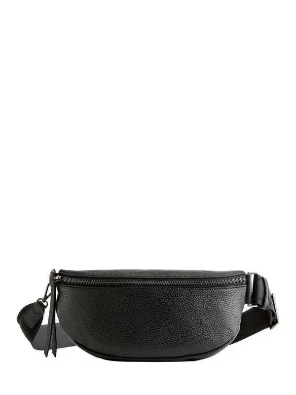 Quince Italian Pebbled Leather Sling Bag - Black