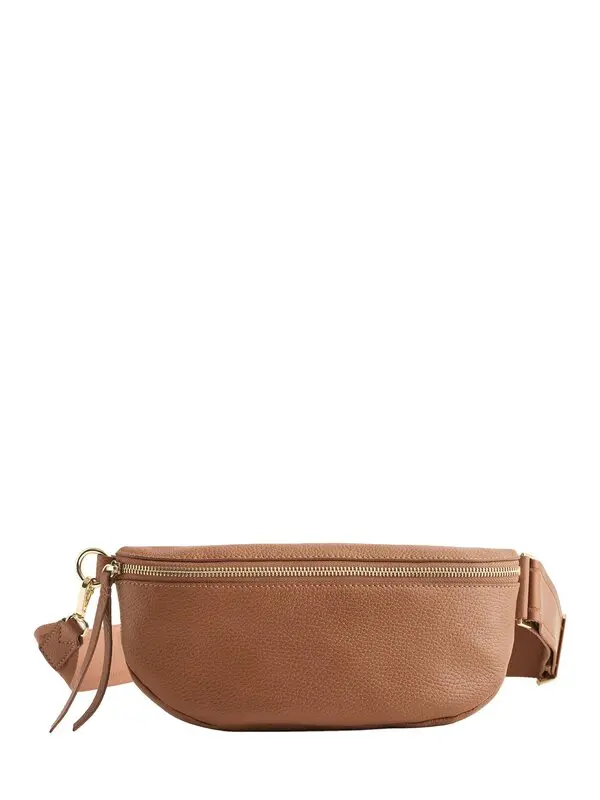 Quince Italian Pebbled Leather Sling Bag - Cognac