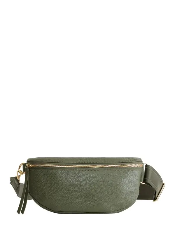 Quince Italian Pebbled Leather Sling Bag - Olive