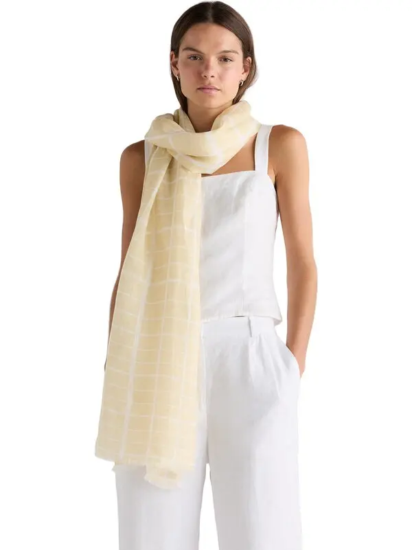 Quince European Stretch Linen Cropped Lady Jacket - Beige/ivory
