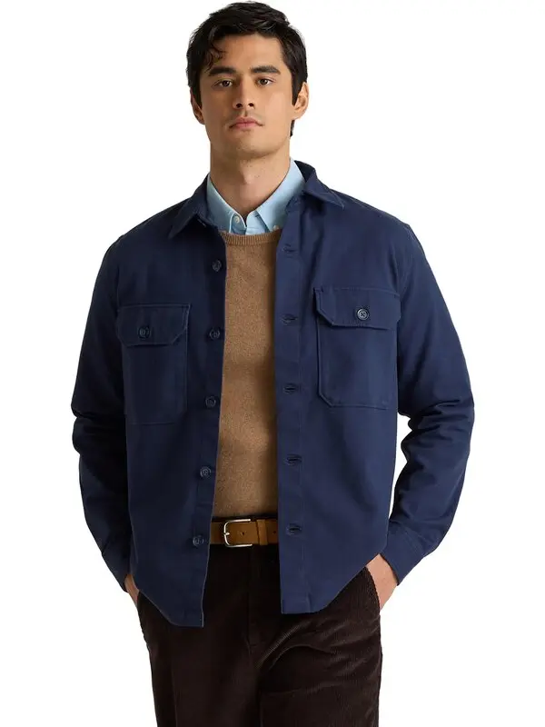 Quince Double-brushed Stretch Overshirt - Navy