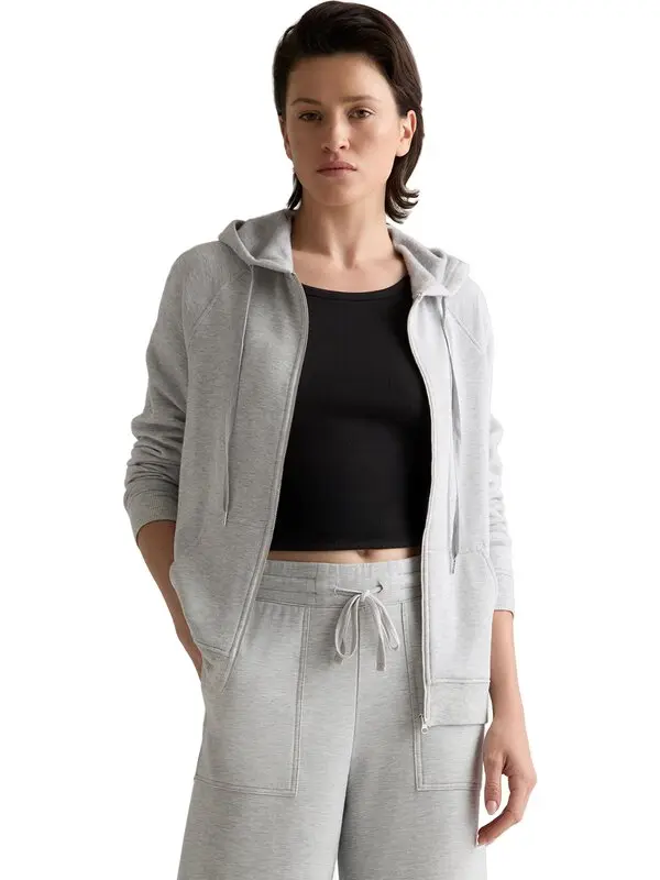 Quince Supersoft Fleece Zip Up Hoodie Jacket - Heather Grey