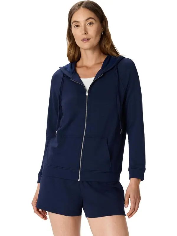 Quince Supersoft Fleece Zip Up Hoodie Jacket - Navy