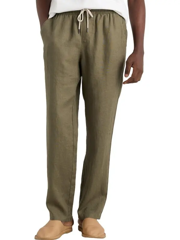 Quince European Linen Drawstring Beach Pants - Bayberry Olive