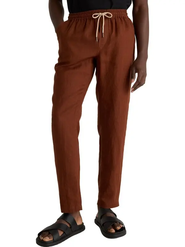 Quince European Linen Drawstring Beach Pants - Chocolate