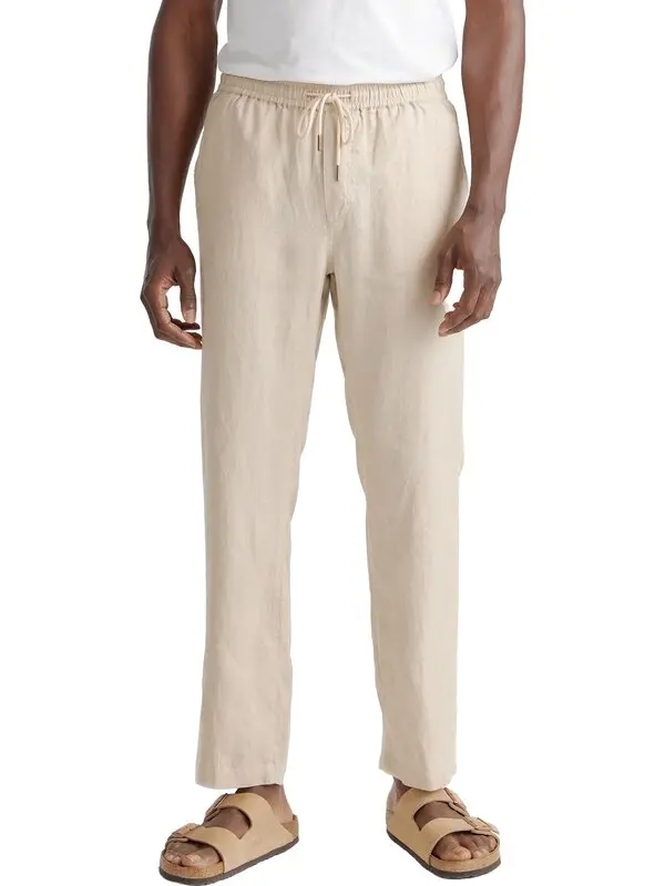 Quince European Linen Drawstring Beach Pants - Driftwood