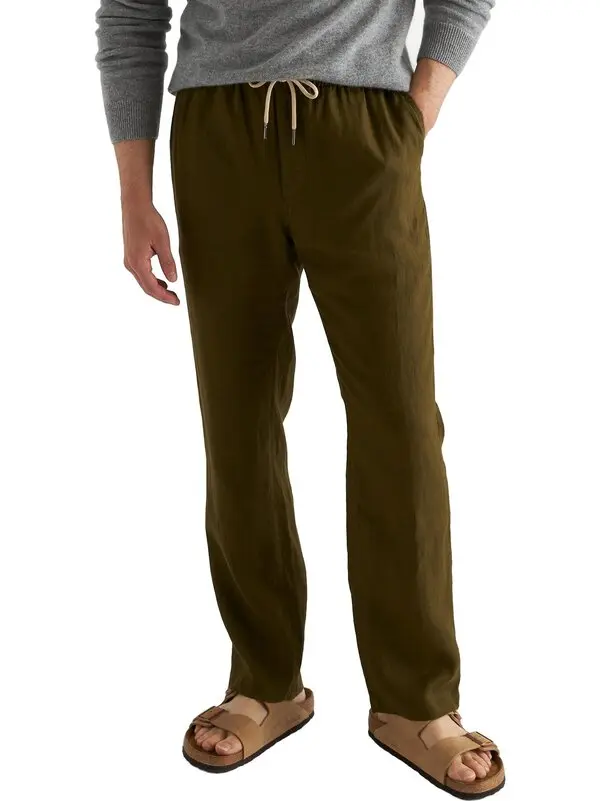 Quince European Linen Drawstring Beach Pants - Martini Olive