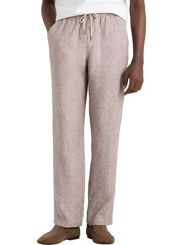 Quince European Linen Drawstring Beach Pants - Taupe Brown Chambray