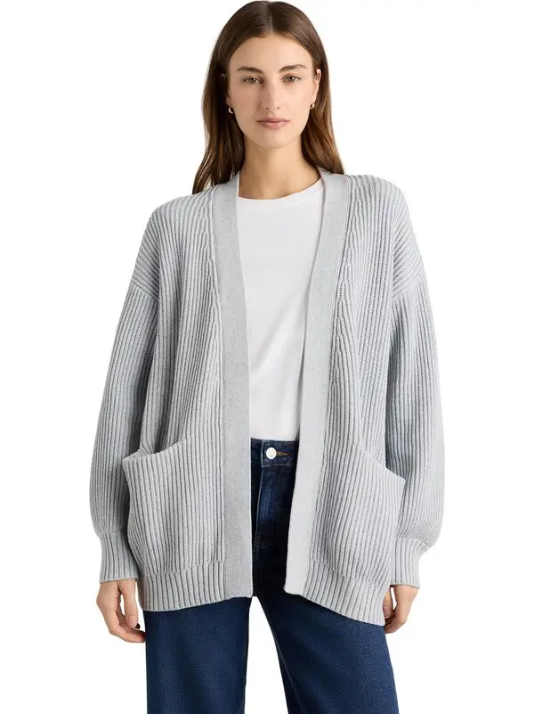Quince Oversized Organic Cotton Cardigan Sweater - Heather Dove Grey