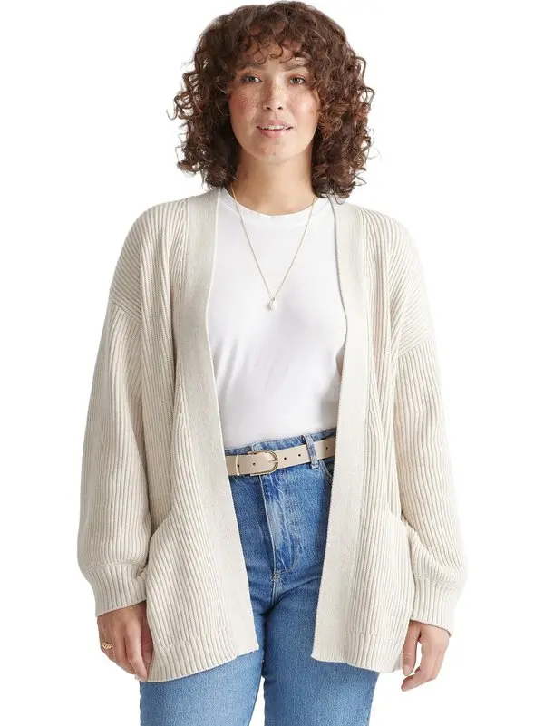 Quince Oversized Cardigan Sweater - Speckled Beige