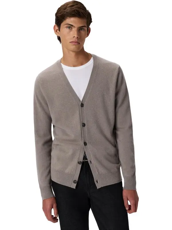 Quince Mongolian Cashmere Cropped Cardigan Sweater - Morel Grey